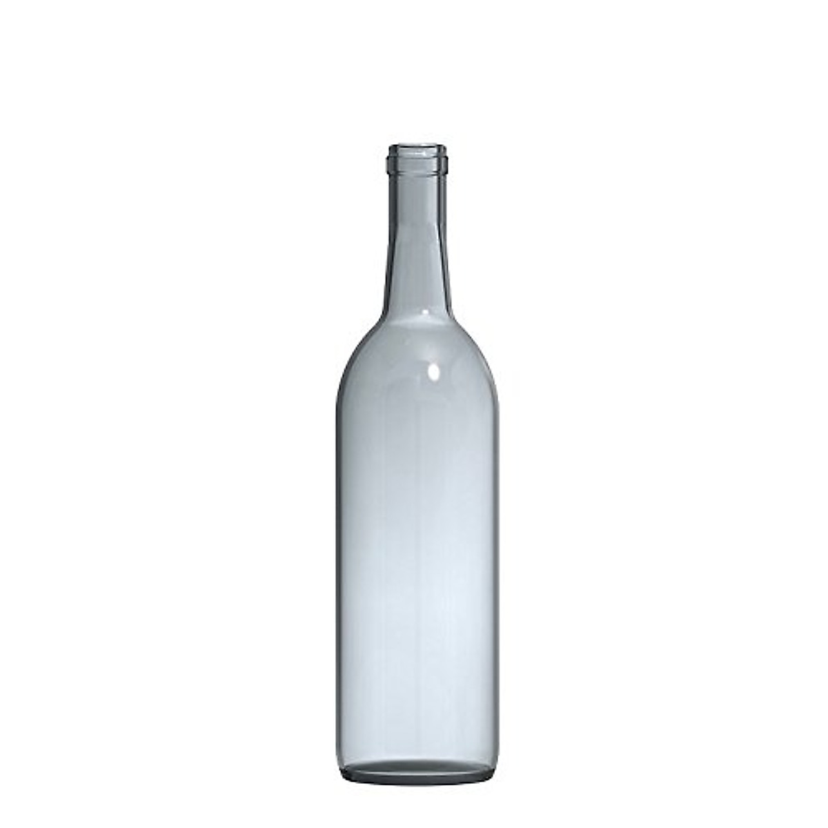 North Mountain Supply - NMS W5 Flint 750ml Glass Bordeaux Wine Bottle Flat-Bottomed Cork Finish - Case of 12 - Clear/Flint