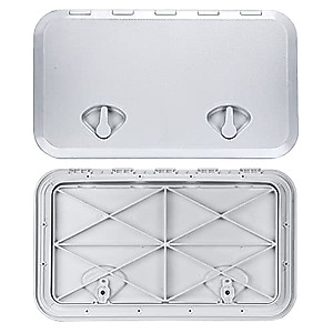smartmarine 24"x14" Marine Boat Deck Hatch,Boat Access Hatch & Lid, Black/White (White)