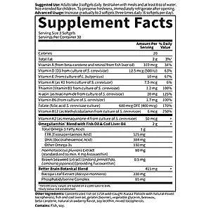 Garden of Life Ultra Pure EPA/DHA Omega 3 Fish Oil - Oceans 3 Better Brain Supplement with Antioxidants, 90 Softgels