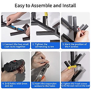 LUOYKOIFY Coat Rack Vertical Coat Rack Wall Mount Metal Coat Hook Wall Coat Tree Hat Rack for Entryway Bedroom Bathroom (8 hooks 2 pack)