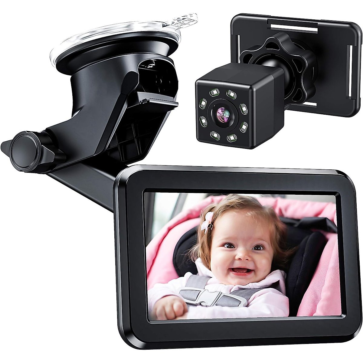 Itomoro Back Seat Baby Car Camera with HD Night Vision Function Car Mirror Display, Reusable Sucker Bracket, Wide View, 12V Cigarette Lighter, Easily Observe the Baby’s Move