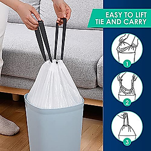 1.3 Gallon 80 Counts Strong Drawstring Trash Bags Garbage Bags by RayPard, Small Plastic Bags, Trash Can Liners for Home Office Kitchen Bathroom Bedroom, White Waste Basket Liners