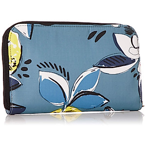 LeSportsac Limone Lily Wallet, Style 6506/Color F177, Slate Blue Floral, Bright Juicy Limones (lemons)