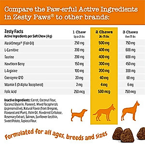Zesty Paws Cardiovascular Soft Chews for Dogs - with Antioxidants and AlaskOmega Fish Oil with Omega 3 Fatty Acids - Plus CoQ10, Taurine & L Carnitine for Dog Heart Health - 90 Count