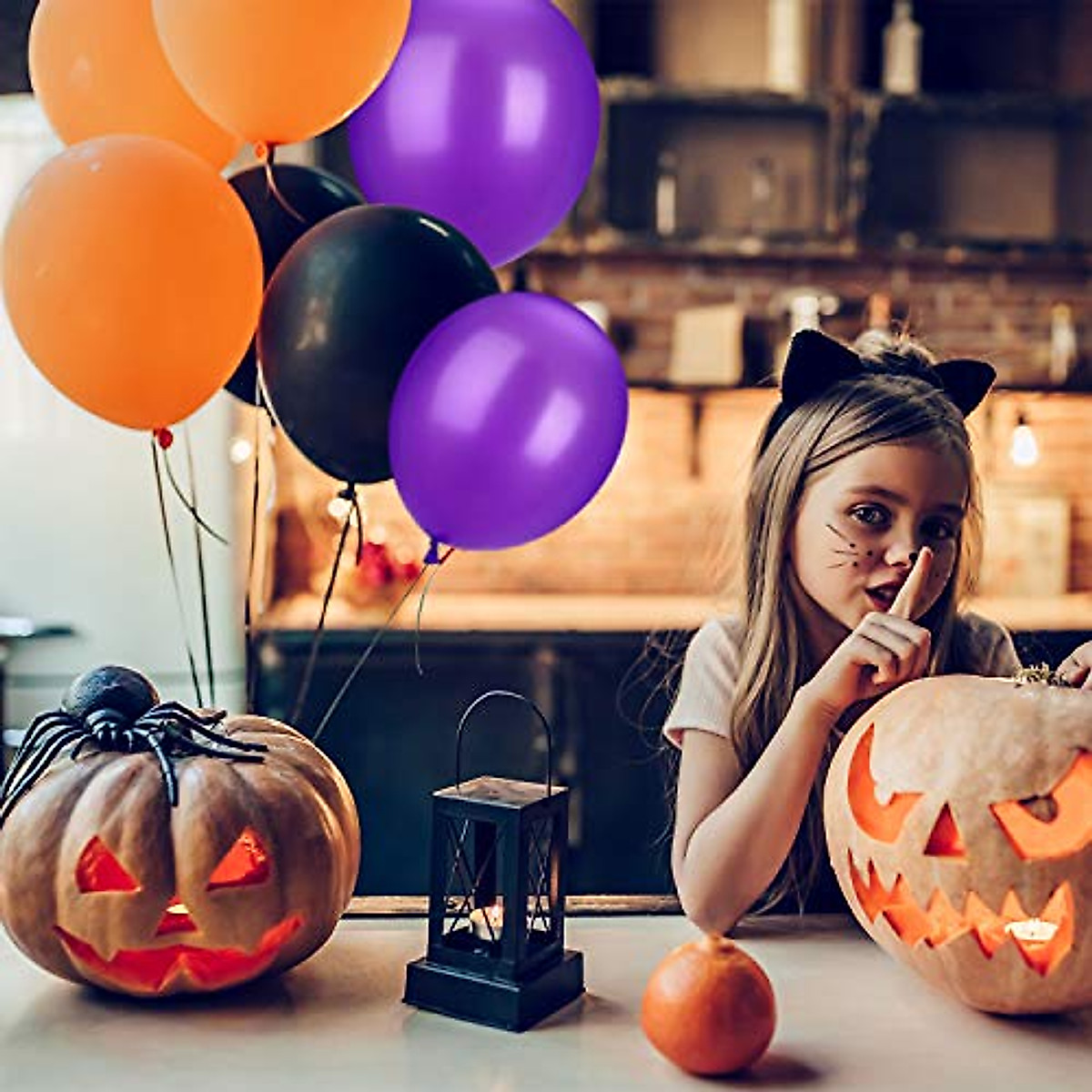 TecUnite 100 Pieces 13 inch Latex Balloons Colorful Round Balloons for 4th of July Wedding Birthday Festival Party Decoration(Orange, Purple, Black, 13 Inch)