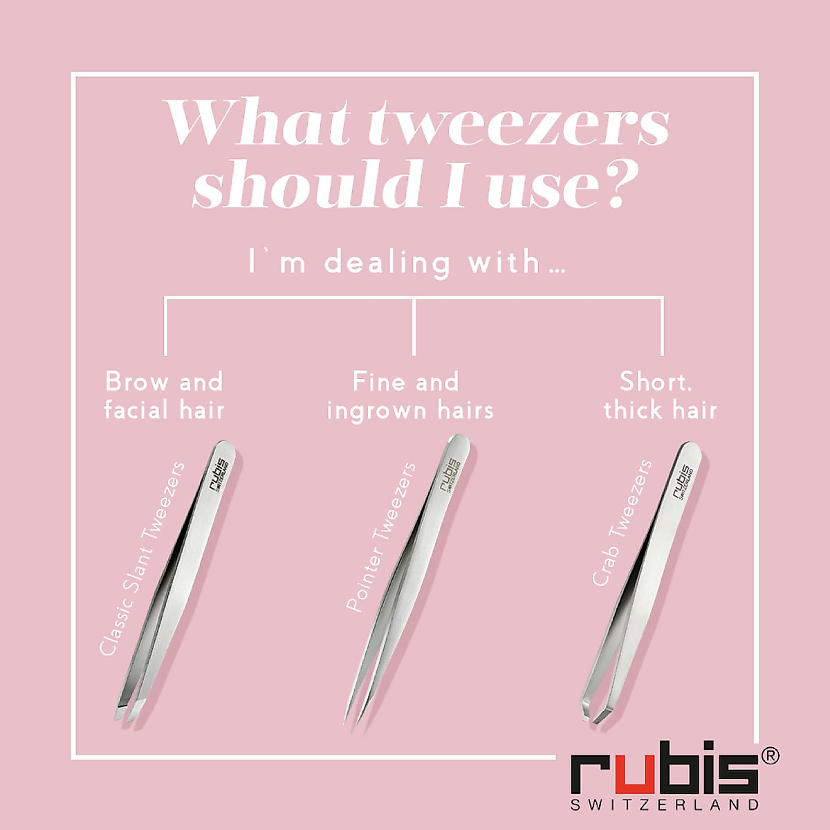 Rubis Classic Stainless Steel Slanted Tweezers for Precise Eyebrows and Hair Removal, 1K105, White,Rubis Switzerland Swiss Made World Renowned Precision
