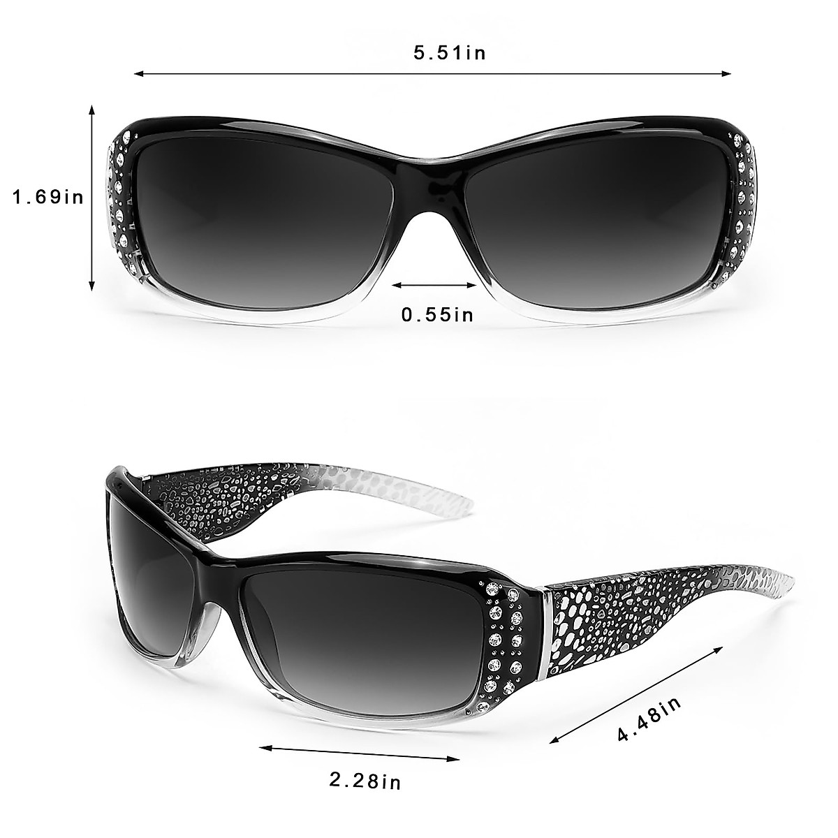 IGnaef Polarized Sunglasses for Women, Rhinestone Women Sunglasses UV400 Protection for Driving/Fishing/Shopping