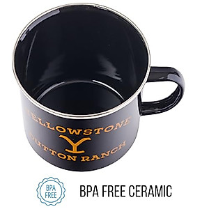 Silver Buffalo Yellowstone Dutton Ranch Enamel Camper Mug, 21 Ounces