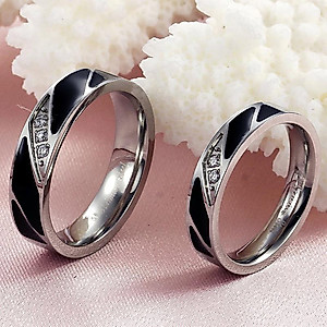 Global Jewelry Amazing Titanium Stainless Steel We Love Each Other Wedding Band Set Anniversary/Engagement/Promise/Couple Ring Best Gift! (His, 9)