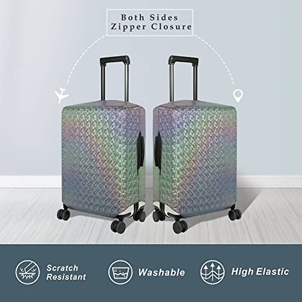 Explore Land Travel Luggage Cover Suitcase Protector Fits 18-22 Inch Luggage (Reflective Metallic, S)