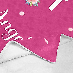 Custom Blanket with Name Text,Personalized Beautiful Pink Peach Blossom Rose Red Super Soft Fleece Throw Blanket for Couch Sofa Bed (50 X 60 inches)