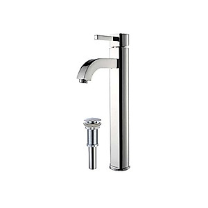 Kraus FVS-1007-PU-10CH Ramus Single Lever Vessel Bathroom Faucet with Matching Pop Up Drain Chrome