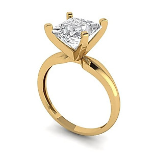 Clara Pucci 2.50ct Princess Cut Solitaire Moissanite Excellent Engagement Bridal Promise Anniversary Ring 18K Yellow Gold Size 5.75