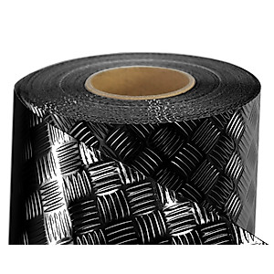 Industrial Utility Diamond Plate Metallic Black Chrome Finish Vinyl Wrap Underlayer Sheet Adhesive Roll for Shelves Walls Flooring (17.8 inches x 10ft)