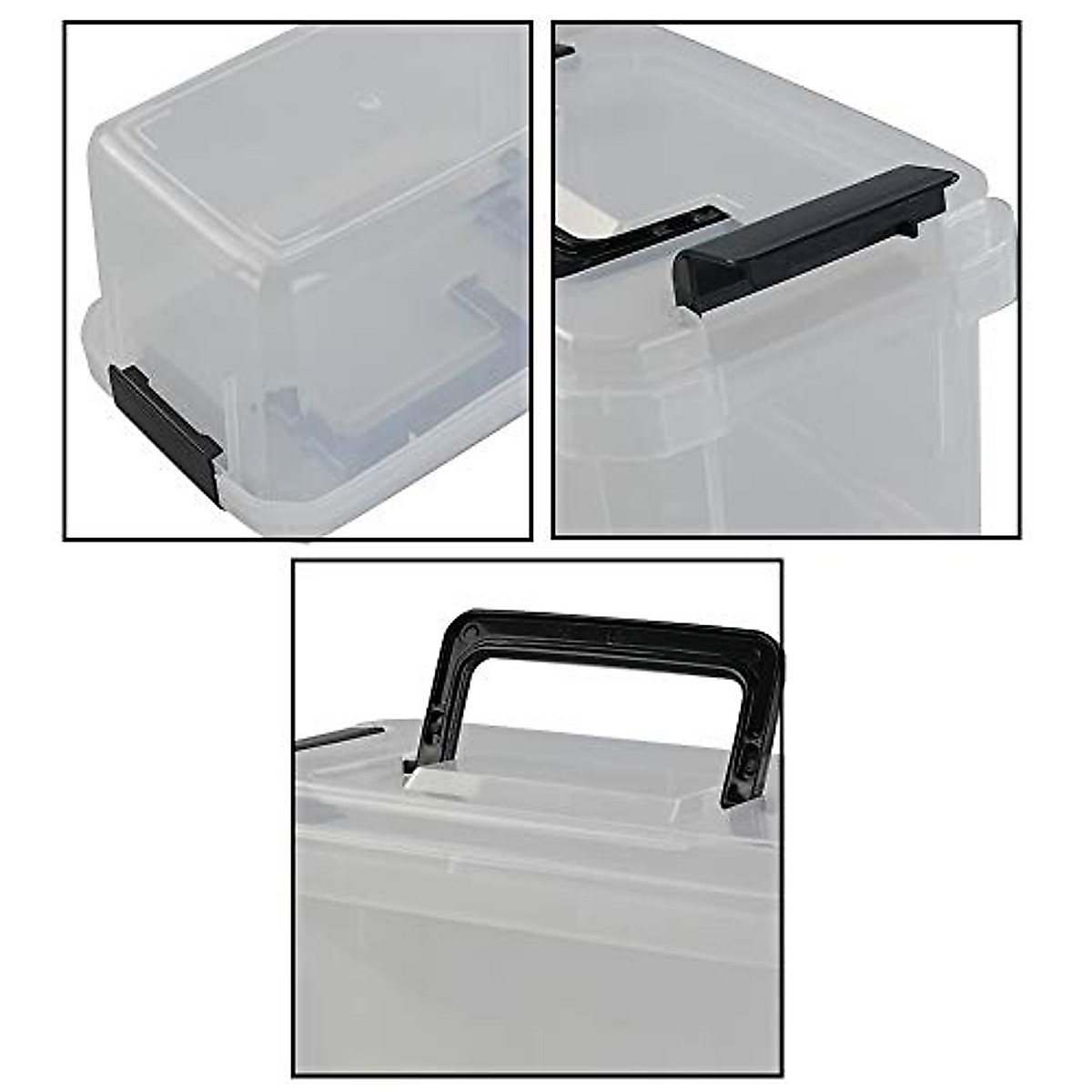 Teyyvn Plastic Mini Latch Box, Storage Bin with Locking Lids(Pack of 4, 2 L, Clear)
