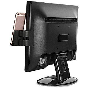 Mobile Phone Holder, That Clip on Monitor for Laptop or Desktop Within 25mm Thickness, Cell Phone Stand Smart Phone Dock Mobile mounts Phone Clip for Universal Computer Display, Cell Phone Mount