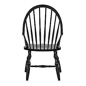 Sunset Trading Windsor Dining Chair with Arms, Antique Black with Cherry Rub (DLU-C30A-AB-2)