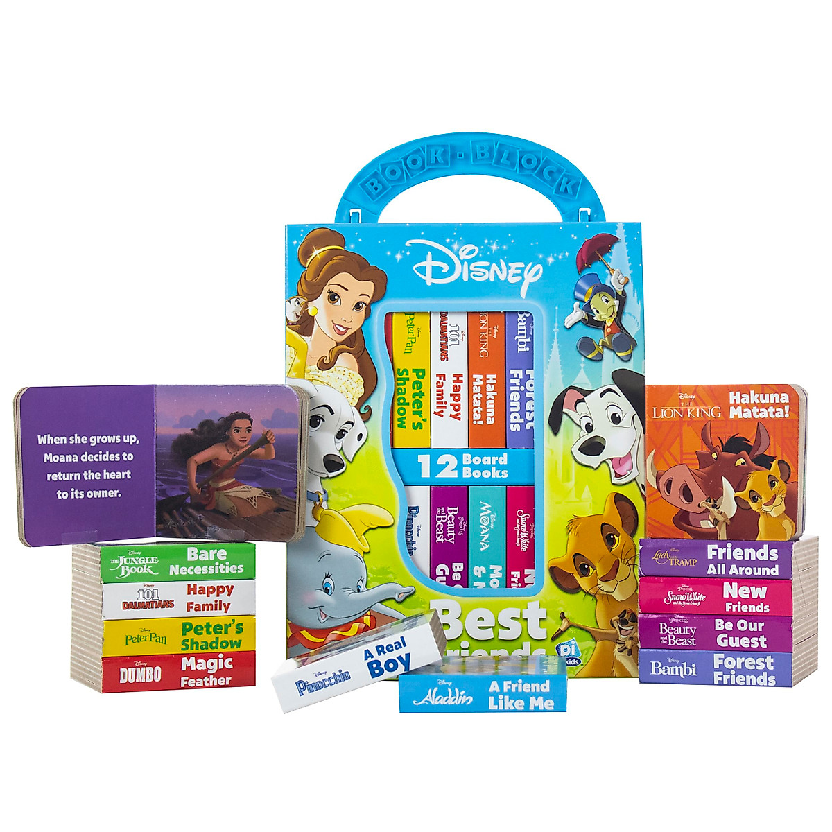 Disney Lion King, Moana, and more! - Best Friends My First Library Board Book Block 12-Book Set - PI Kids