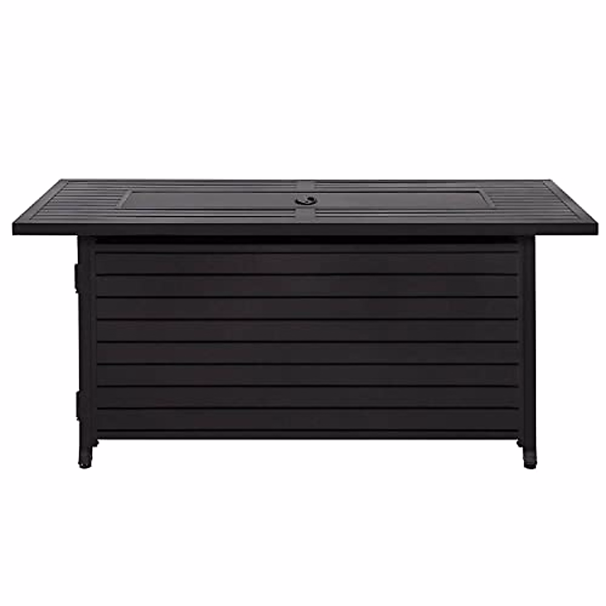 Hiland AFP-RT-WS Rectangular Propane 50,000 BTU Fire Pit with Wind Screen, Black