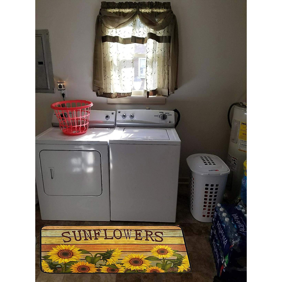 Flytime Rustic Sunflower Runner Rug with Non-Skid Washable Kitchen Floor Rugs Laundry Room Mat Waterproof Floor Runners 16X40Inches