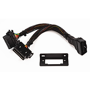 OBD II Cable OBD2 16pins Male 1 to 2 Female Splitter Y Cable 20awg Thick Wire Underdash Splitter Cable