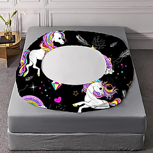 VTKON Black Unicorn Sheets Set Rainbow Unicorn Sheets Set Twin Unicorn Room Decor for Girls Twin Unicorn Bedding Set Includes 1 Flat Sheet + 1 Fitted Sheet + 1 Pillowcase