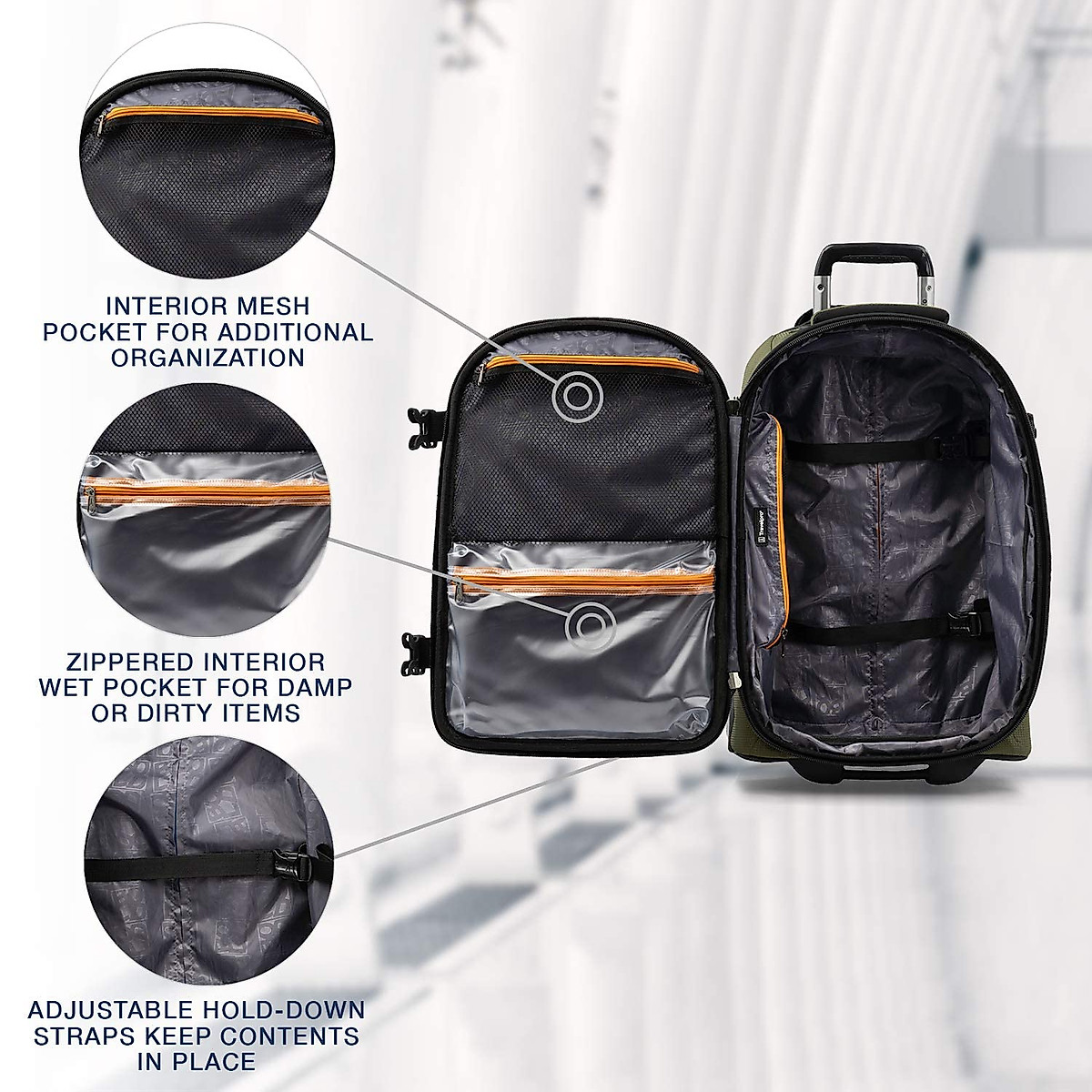 Travelpro Bold Softside Expandable Carry on Rollaboard Luggage, Carry on 22-Inch, Olive Green/Black