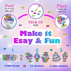 HFCBO Gem Diamond Painting Kits for Kids-Arts and Crafts for Girls & Boys Ages 6-8 8-10 10-12-Make Your Own Stickers and Suncatchers((Sweets)