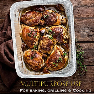 EHOMEA2Z Aluminum Foil Pans With Lids Half Size (10 Pack) 10 Lids and 10 Pans, 9x13 Prepping, Roasting, Food, Storing, Heating, Cooking, Chafers, Catering, Buffet Supplies