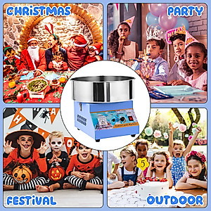 WHALEMOTOR Commercial Cotton Candy Machine, Blue Electric Cotton Candy Maker Machine for Family Events, Candy Floss Machine for Kids, Birthday Party Outside, Ballgames, Church