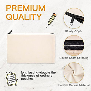 Visbouble 10 Pack Blank Craft DIY Canvas Makeup Bag - Cosmetic Bag with Zipper, Plain Pencil Case Pen Pouch for Cricut, Travel Toiletry Small Bag with 10 PCS Individual Gift Packaging