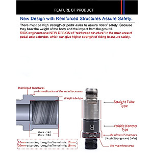 VGEBY Bike Pedal Extender Pedal Spacer Alloy Pedal Extended Spindle for Mountain Bike 20mm(Black) Pedal Extenders