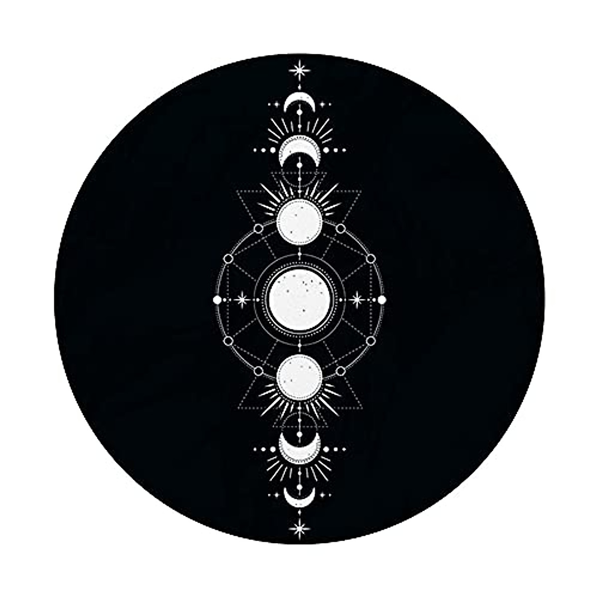 Moon Phases Minimal Black Esoteric Spiritual Art Designs PopSockets Swappable PopGrip