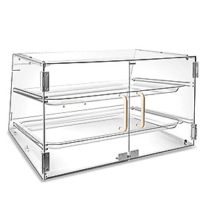 YBSVO 2 Tray Bakery Display Case with Front and Rear Doors - 21" x 17" x 12"