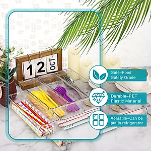 Maitys 12 Pcs Vanity Drawer Organizer 9" x 3" x 2" Clear Plastic Utensil Organizers Kitchen Drawers Dividers for Office Desk Silverware Kitchen Utensils Cosmetics and Bathrooms (Clear)