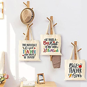 Vansolinne 3 Pack Teacher Tote Bags for Women 15''x16'' Multi-purpose Canvas Tote Bags with Inner Pocket - Back to School First Day of School End of Semester Retirement Teacher Appreciation Gift Ideas