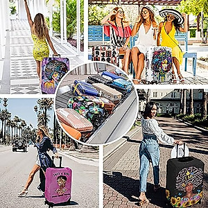 Luggage Cover Approved Cute Travel Suitcase Protector African American Elastic Washable Baggage Covers for 18-20 inch Girl Luggage(S)