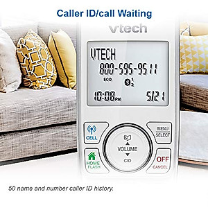 Vtech VS112-37 DECT 6.0 Bluetooth 3 Handset Cordless Phone for Home with Answering Machine, Call Blocking, Caller ID, Intercom and Connect to Cell (Silver & White)