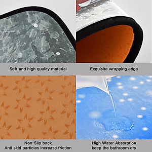 Pfrewn Red Truck with Chrismas Trees Kitchen Rug and Mat Set of 2 Snowy Poetic Winter Snowflakes Anti Fatigue Farmhouse Runner Rugs Floor Mats for Christmas Xmas Holiday Kitchen Laundry Home Decor