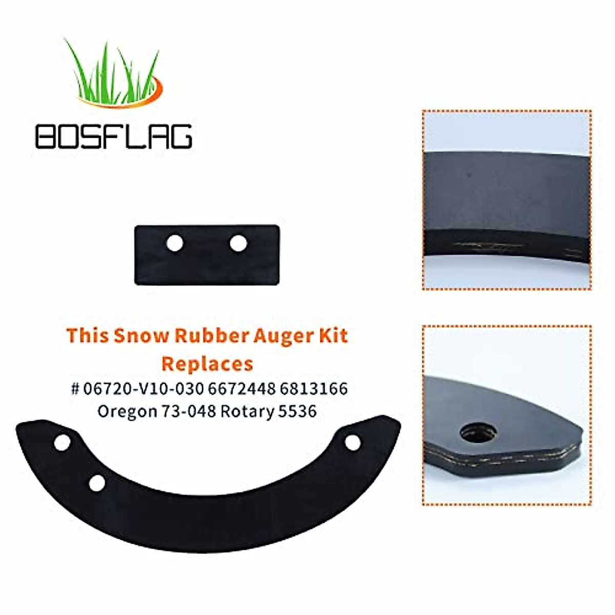 BOSFLAG 06720-V10-030 Snow Thrower Paddle Set Replaces 06720 V10 030 6672448 6813166 with 76322-V10-020 Scraper Fuel Shutoff Valve Air Filter and Hardware Kits for Honda HS520 HS720 Snow Throwers