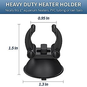 Pawfly 1.3 Inch Aquarium Heater Suction Cups Suckers with 0.95 Inch Clips Black Standard Heating Rod Holders Clamps for Fish Tanks (Not for Airline Tubing), 12 Pack
