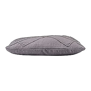 Main + Mesa Embroidered Cotton Geometric Lumbar Pillow, Grey