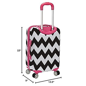 Rockland Safari Hardside Spinner Wheel Luggage, Pink Chevron, Carry-On 20-Inch