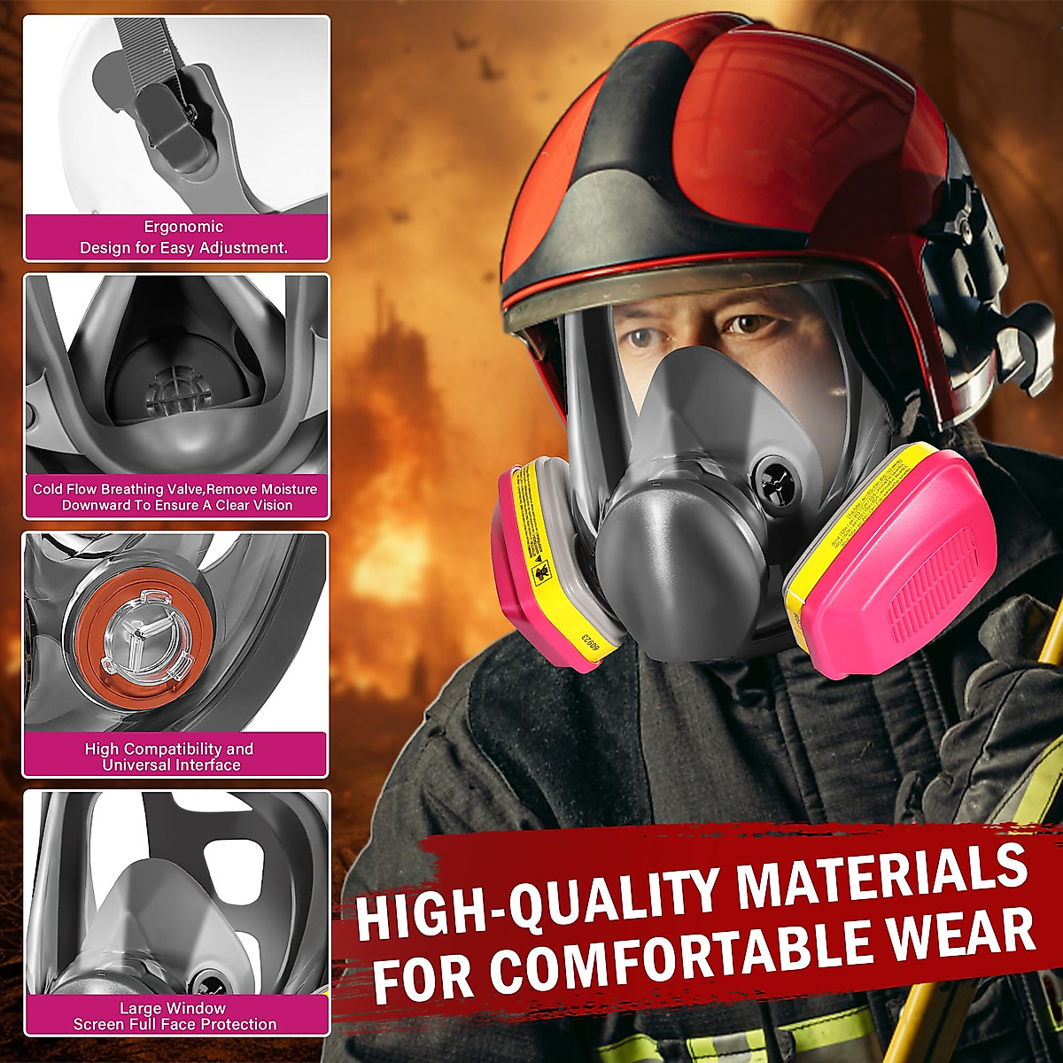 VITIJY Full Face Respirator Mask - 6800 Reusable Gas Mask with Filters 60923 & 2097 for Painting, Mechanical Polishing, logging, Welding, Dust, Sanding & Cutting