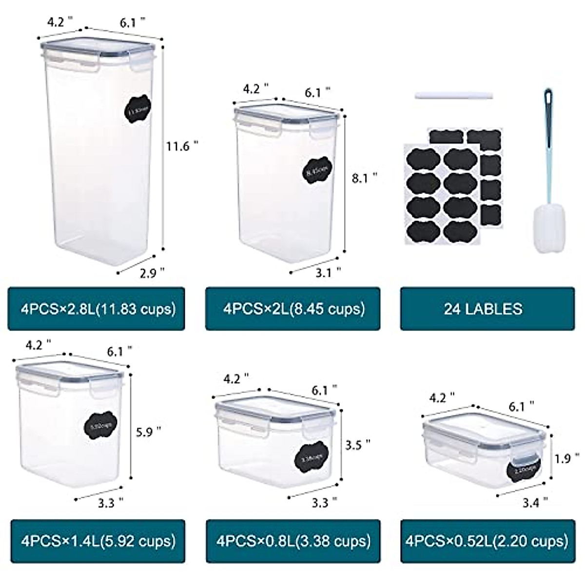 OFODE Airtight Food Storage Containers 20 Pices BPA Free Plastic Kitchen Pantry Organization and Storage for Sugar Flour Snack Cereal with Fliplock Lids Include Labels Freezer and Dishwasher Safe