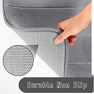 Yimobra Memory Foam Bath Mat Set, 2 Piece Soft Bathroom Rugs, 31.5x19.8 and 24x20.4 U-Shaped Bathroom Rugs, Toilet Mat, Water Absorption, Non Slip, Thick, Dry Fast for Bathroom Floor Mats, Grey