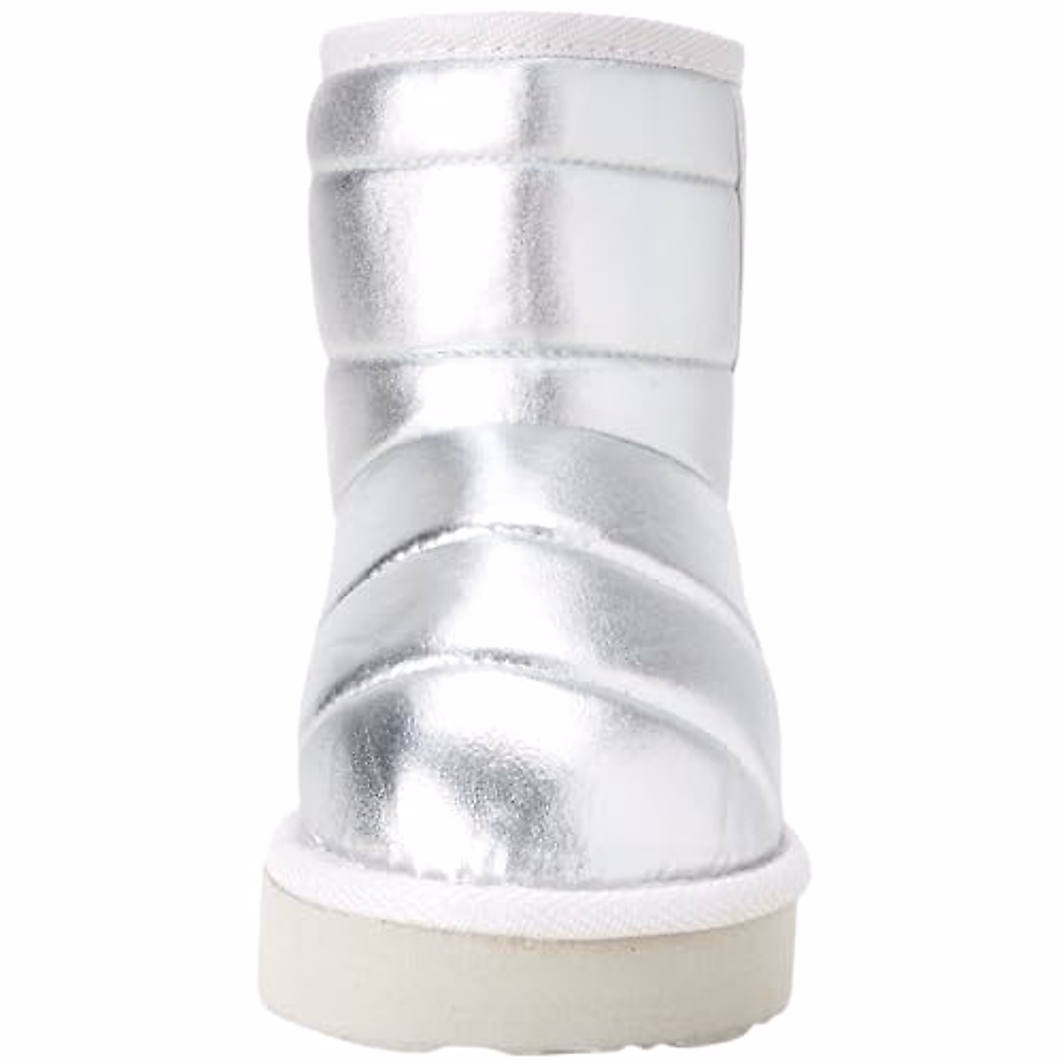 bebe Girls' Winter Boots - Quilted Insulated Puffy Boots - Warm Booties for Girls - IndoorOutdoor House Shoe Slippers (11-4), Size 2 Little Kid, Silver
