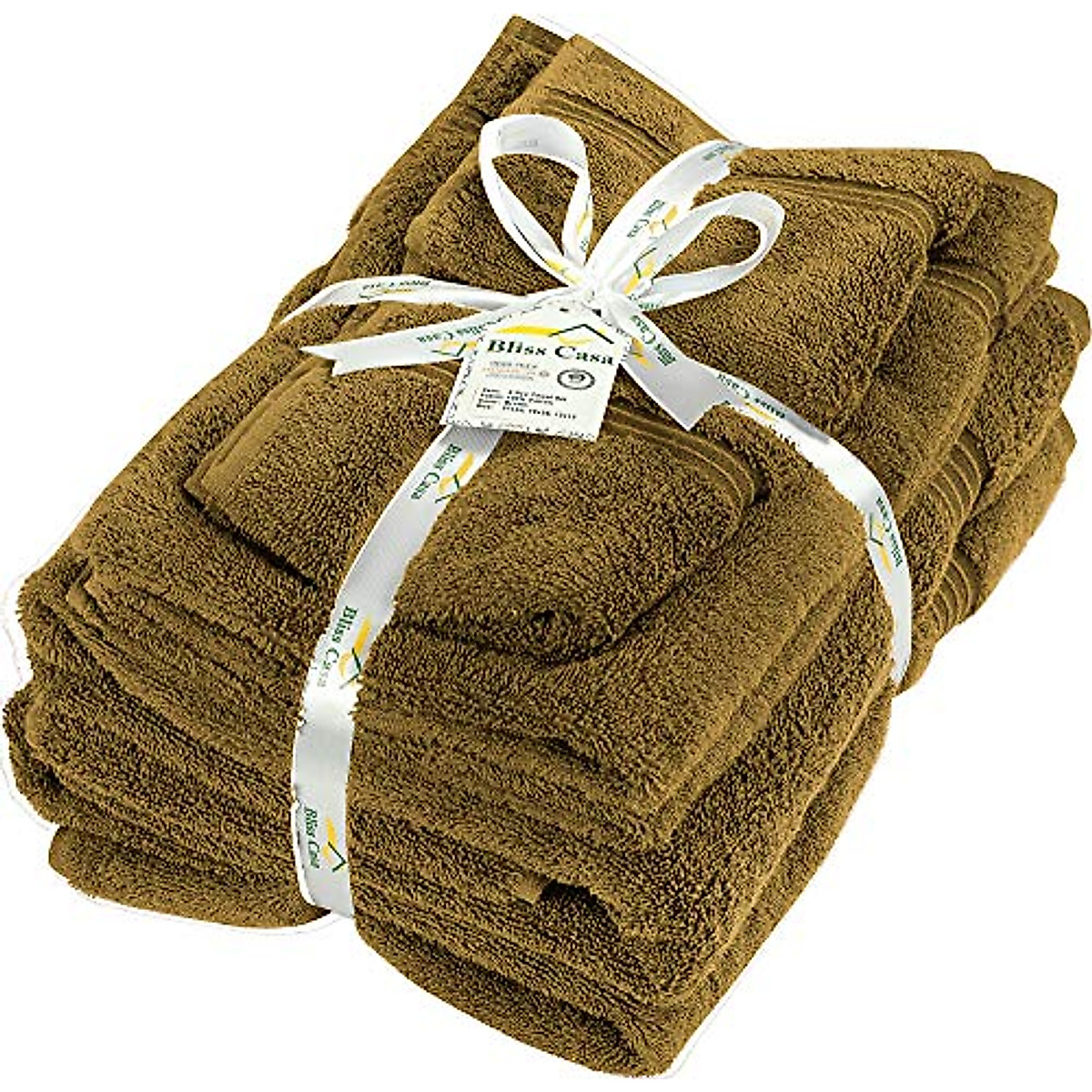 Bliss Casa 6 Pieces Towel Set; 2 Bath Towels, 2 Hand Towels and 2 Washcloths - 600 GSM 100% Combed Cotton Quick Dry Highly Absorbent Thick Bathroom Towels - Soft Hotel Quality for Bath and Spa (Beige)