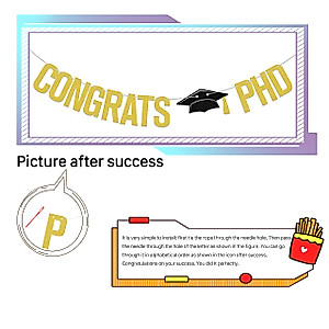 Congrats PHD Banner,Graduation Themed Class of 2024 Congrats Doctor Decorations，We are So Proud of You，Congratulations PHD College Graduation Party Supplies Black Gold