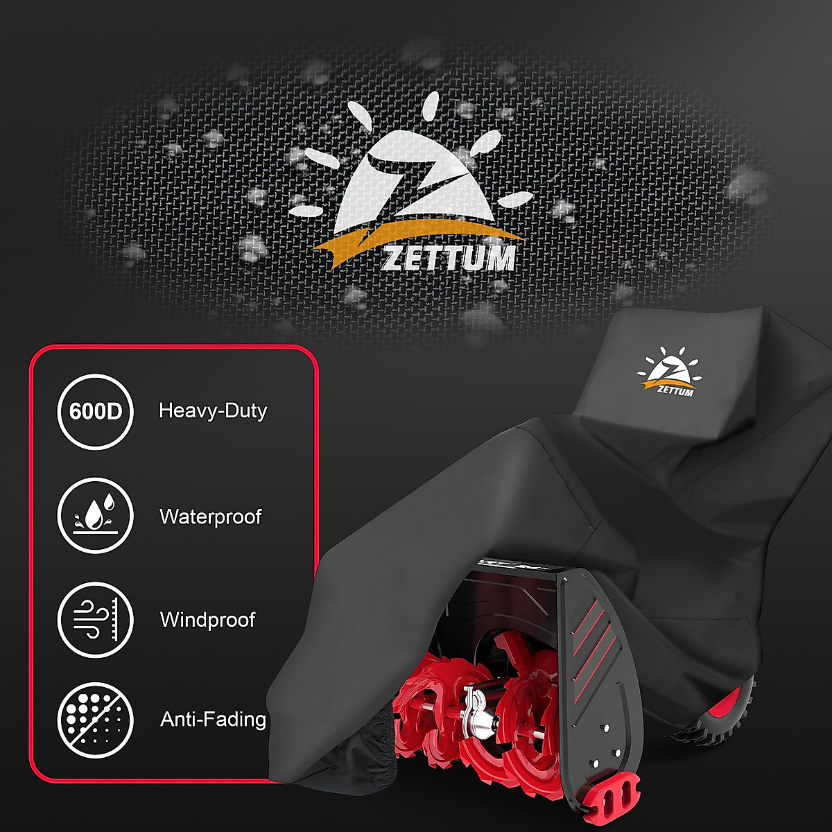 Zettum Snow Blower Cover - 600D Snowblower Covers Waterproof Heavy Duty, Outdoor Snow Thrower Cover Universal Fit for EGO, Honda, Ryobi, Cub Cadet, Ariens, Troy Bilt, Snow Joe, Toro and PowerSmart